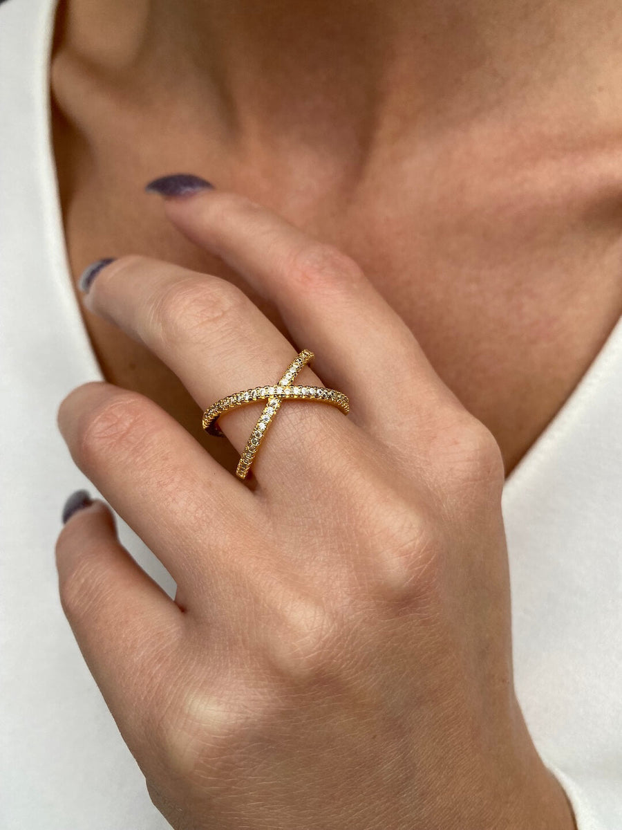 BRIELLE GOLD Modern Crystal Ring - Saint Luca Jewelry