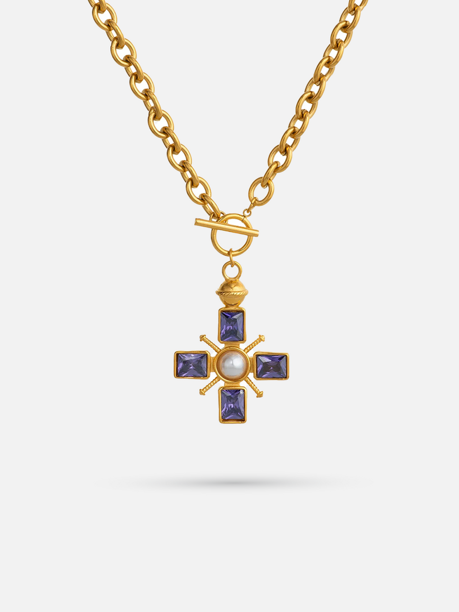 Purple Aurora Cross Necklace – Saint Luca Jewelry