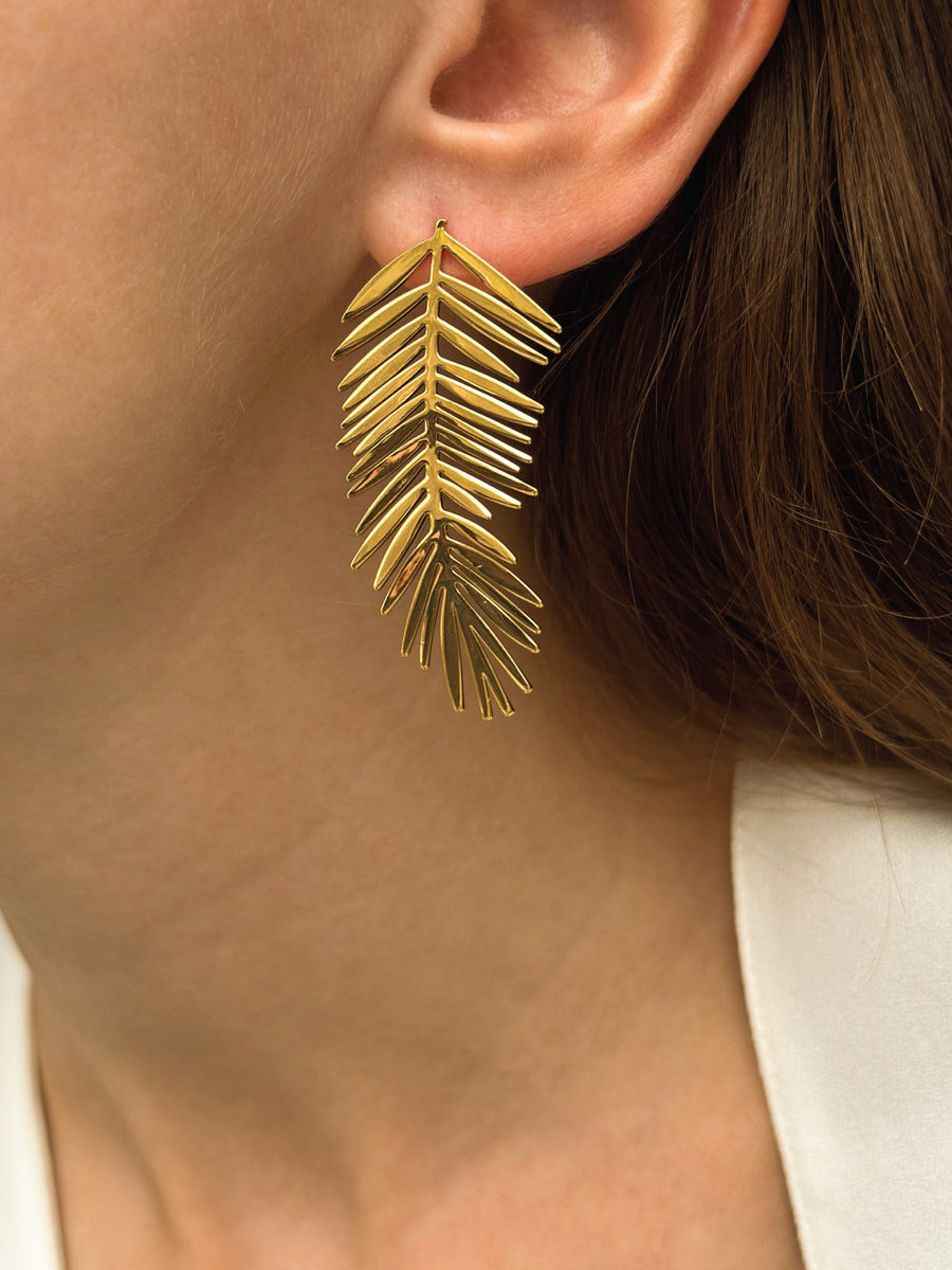 RADIANT FEATHERS Gold Dangle Earrings – Saint Luca Jewelry